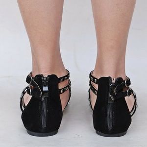 Shoes | New Black Studded Strappy Ballet Flats | Poshmark